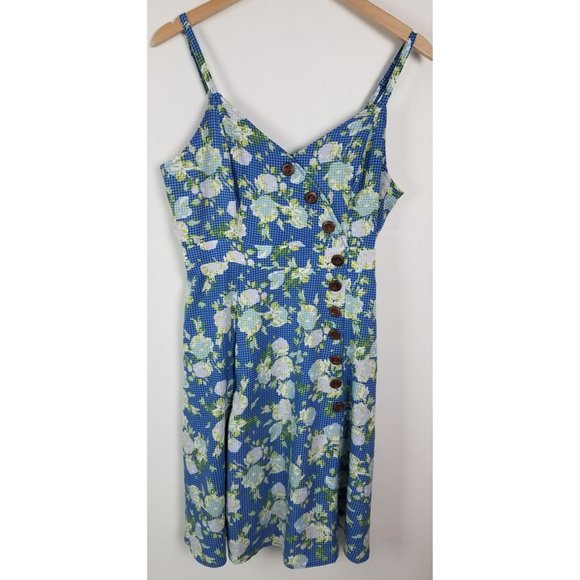 Modcloth | Dresses | Modcloth Womens Sz Xl Blue Green Floral Adjustable ...
